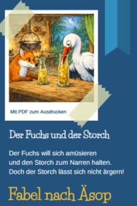 Der Fuchs und der Storch Fabel nach Äsop mit Bildern