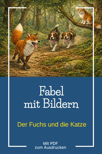 Der Fuchs und die Katze Fabel für Kinder mit Bildern