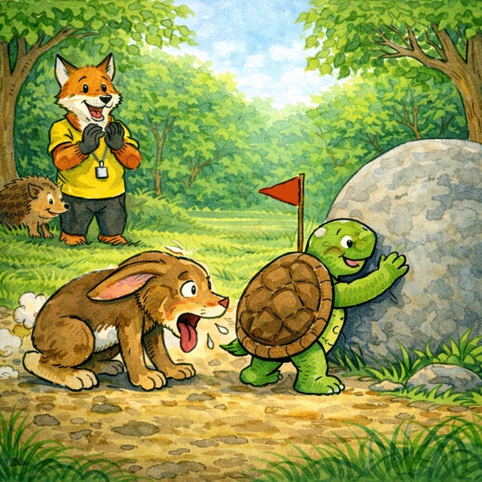 Der Hase und die Schildkröte Fabel für Kinder mit Bildern