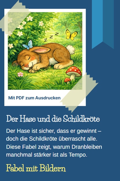 Der Hase und die Schildkröte Fabel für Kinder mit Bildern