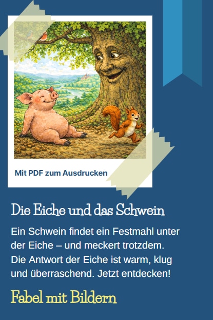 Die Eiche und das Schwein Fabel für Kinder mit Bildern