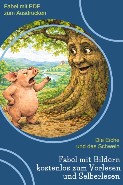 Die Eiche und das Schwein Fabel für Kinder mit Bildern