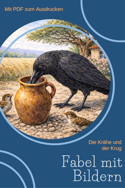 Die Krähe und der Krug Fabel nach Äsop, erzählt für Kinder