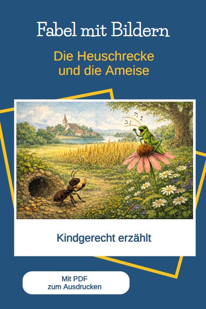 Die Heuschrecke und die Ameise Fabel nach Aesop für Kinder