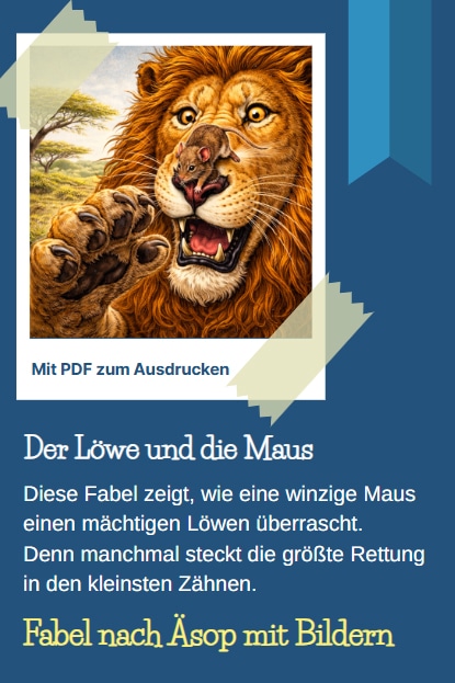 Der Löwe und die Maus Fabel nach Aesop für Kinder