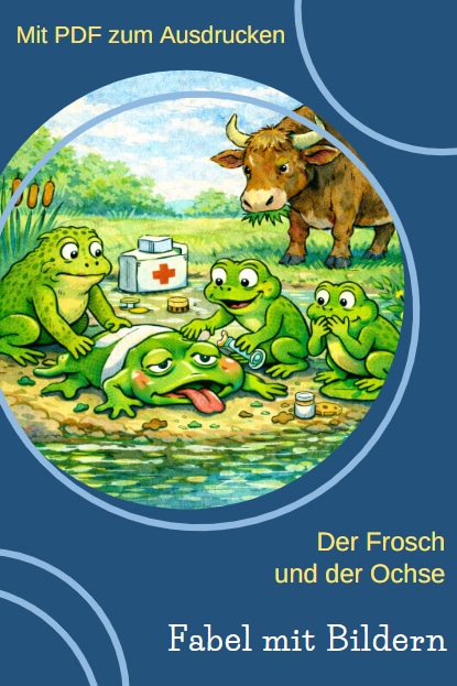 Der Frosch und der Ochse Fabel nach Aesop für Kinder