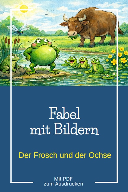 Der Frosch und der Ochse Fabel nach Aesop für Kinder