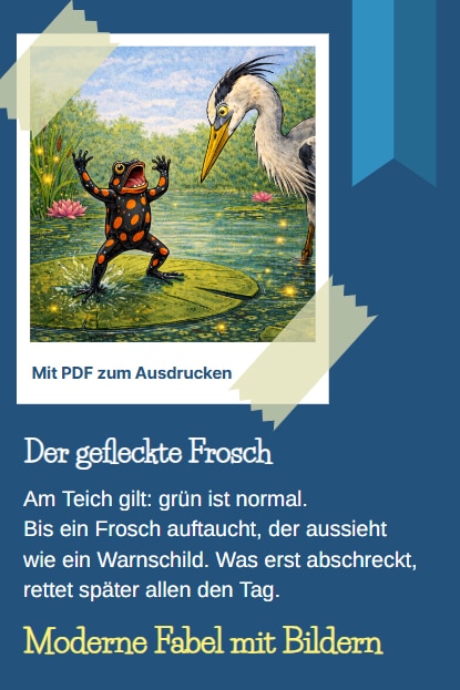Der gefleckte Frosch Fabel für Kinder mit Bildern