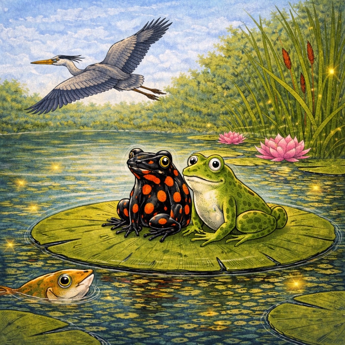 Der gefleckte Frosch Fabel für Kinder mit Bildern