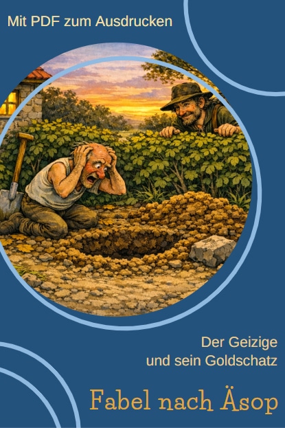 Der Geizige und sein Goldschatz Fabel nach Äsop